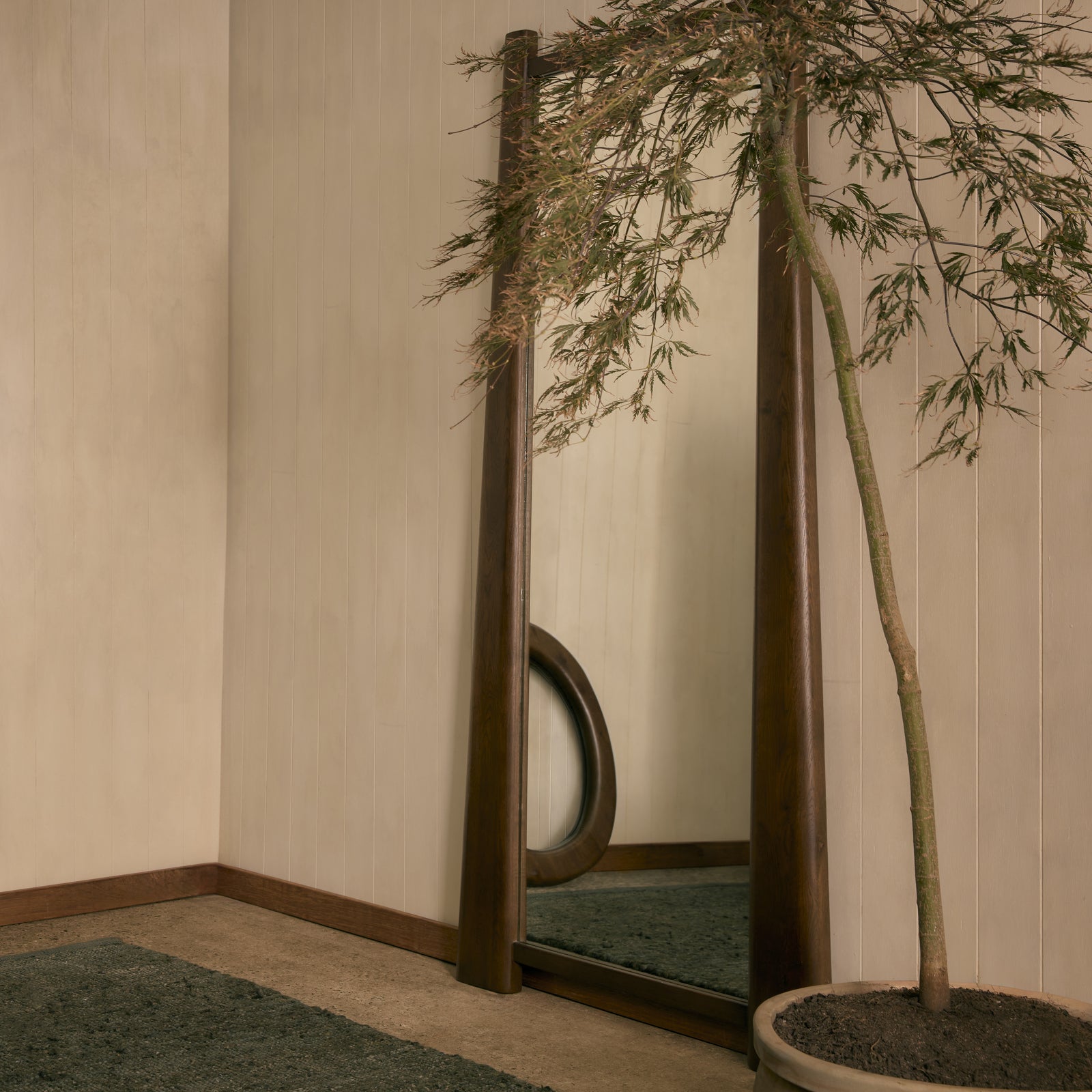 Artie Floor Mirror Timber Walnut | Artistic Modern Mirror by McMullin & co.