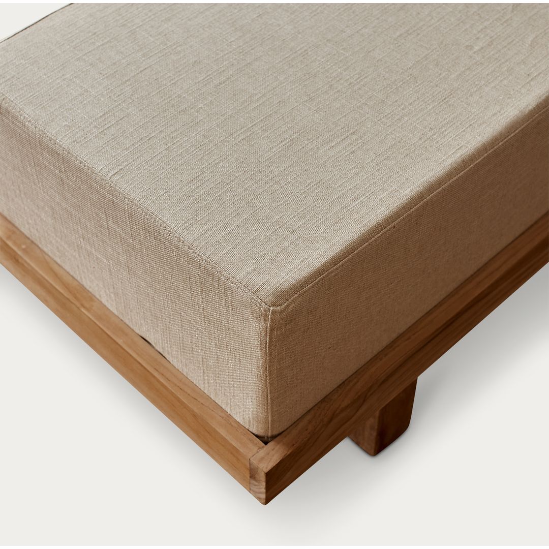 Gus Teak Upholstered Fabric Bench Seat | McMullin Furniture Collection ...
